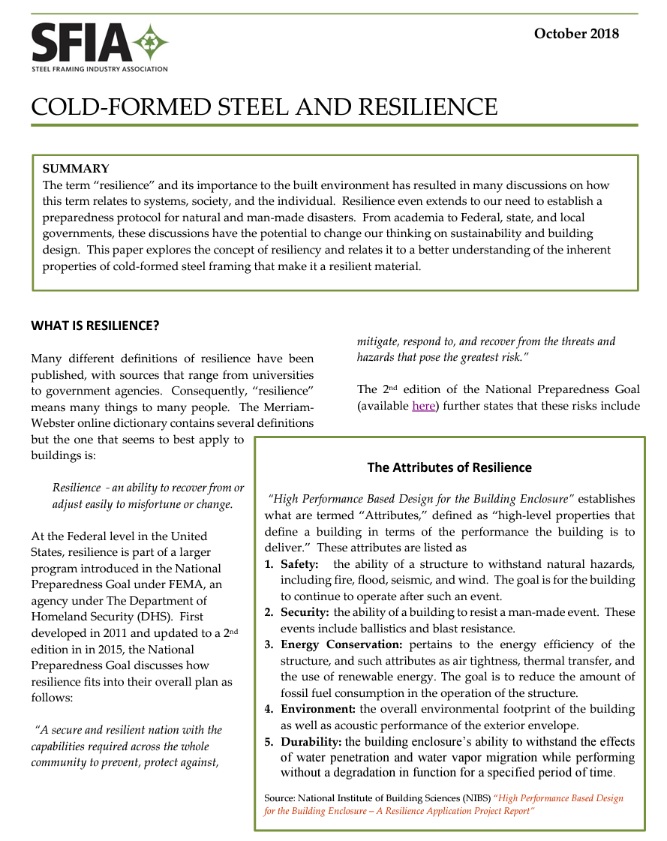 SFIA Resilinecy Paper - BuildSteel.org