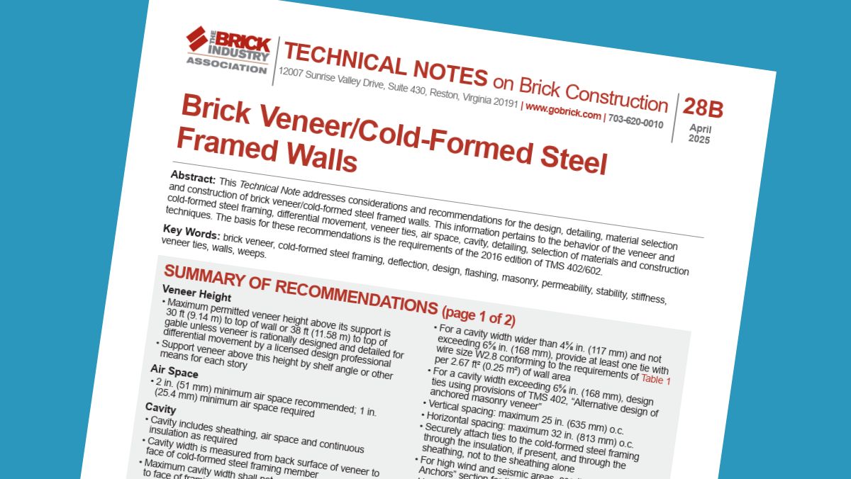 Tech Note Expands Design Options for Brick Veneer on Steel Framing ...